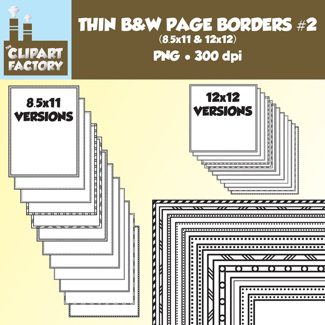 Clip Art: Thin Borders and Frames #2 - 24 Fun Page Borders 8.5x11 ...