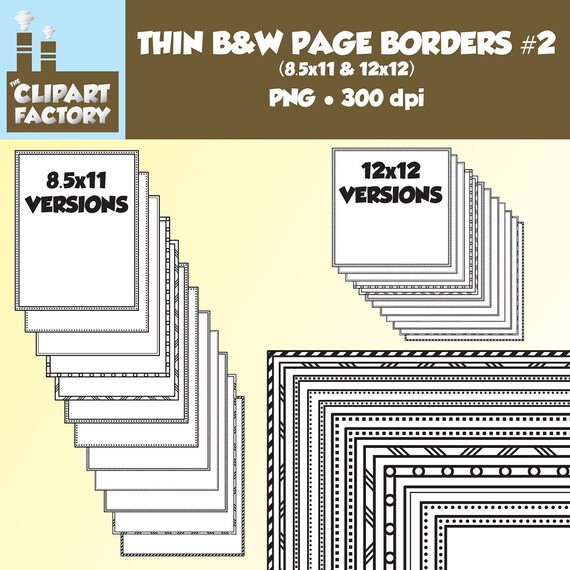 Clip Art: Thin Borders and Frames 2 24 Fun Page Borders | Etsy