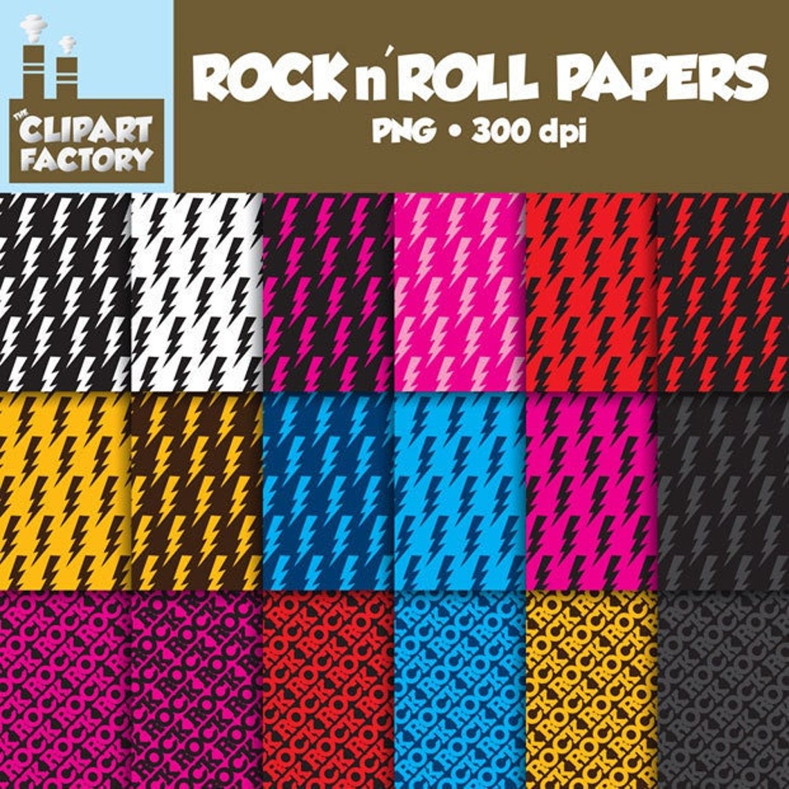 Clip Art: Rock N Roll Themed Backgrounds - 18 Digital Papers - Etsy
