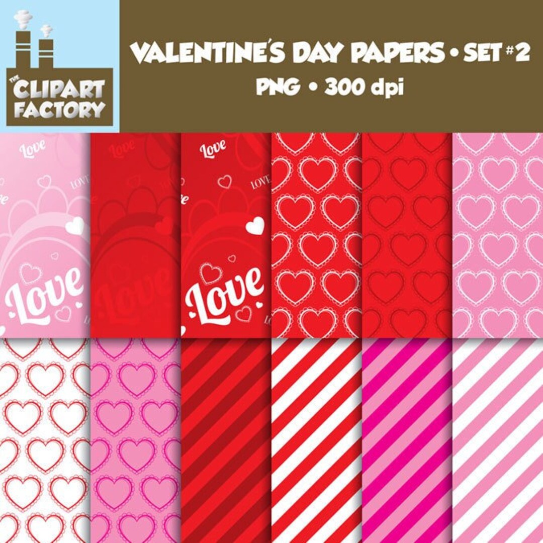 Clip Art: Valentine's Day Backgrounds Set 2 - 12 Digital Papers - Etsy