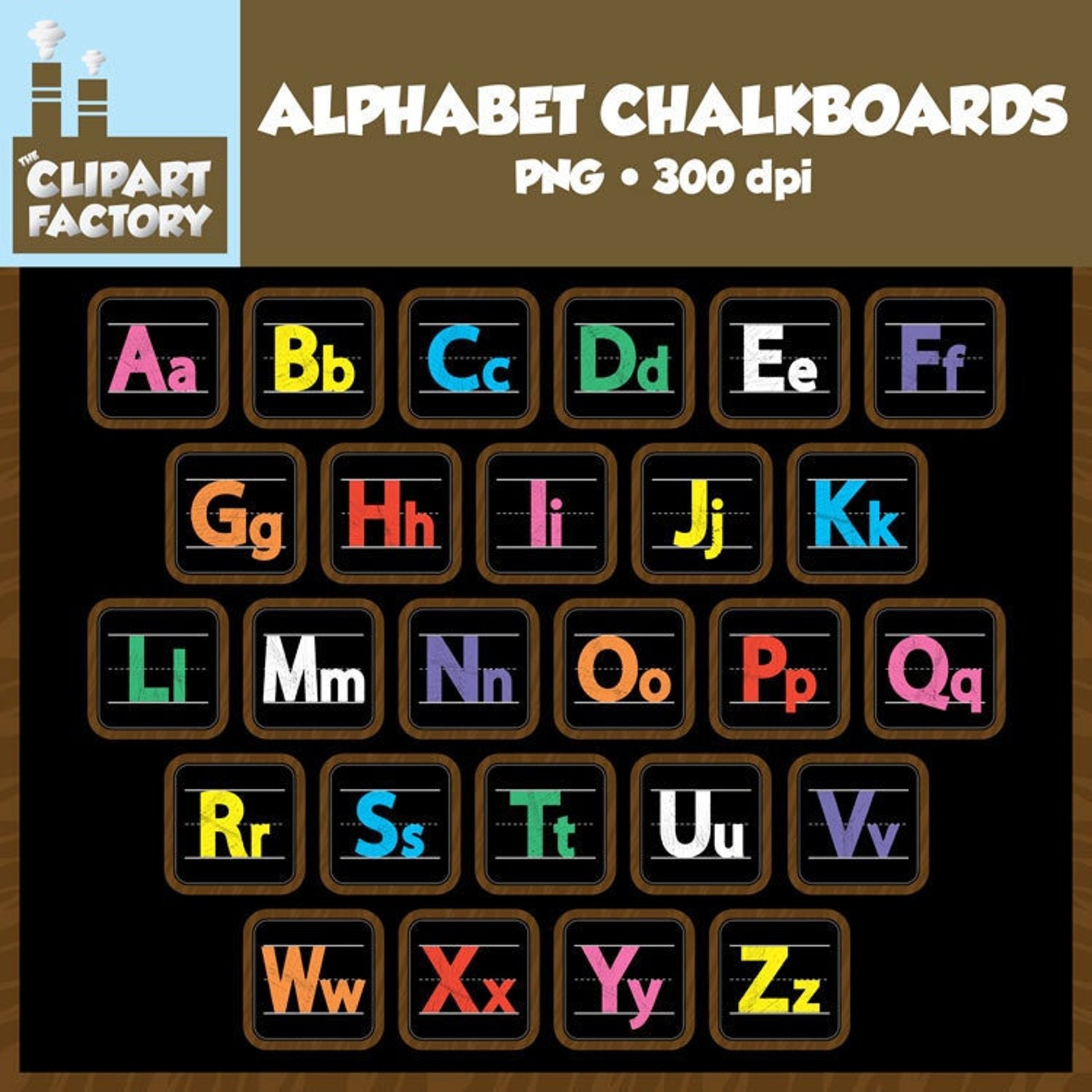 Clip Art: Alphabet Chalkboards - Colorful Alphabet Letter Set - Etsy
