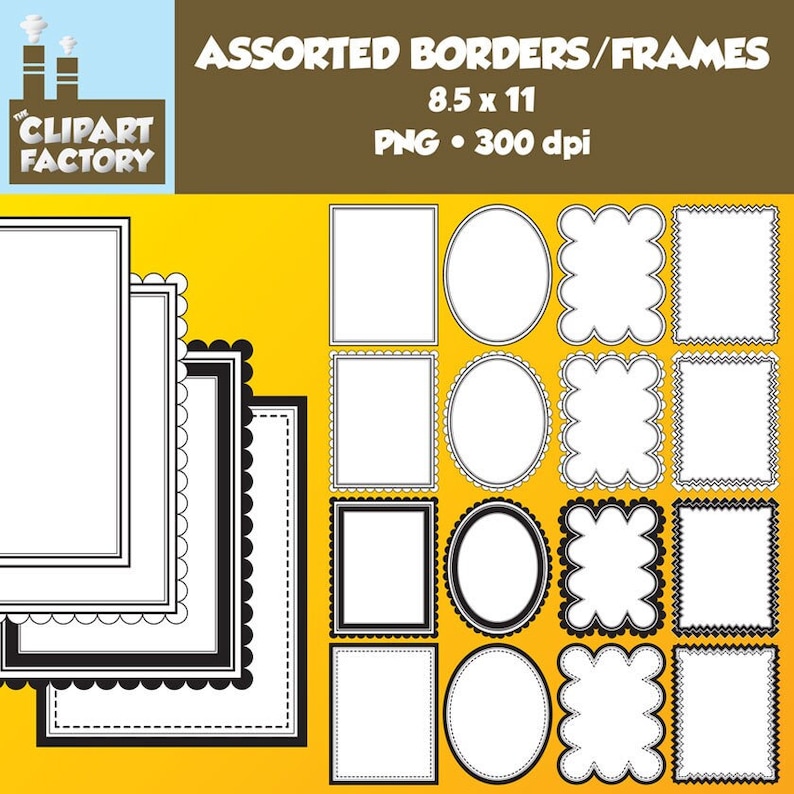 Clip Art: Borders and Frames 16 Fun Decorative Page Borders - Etsy