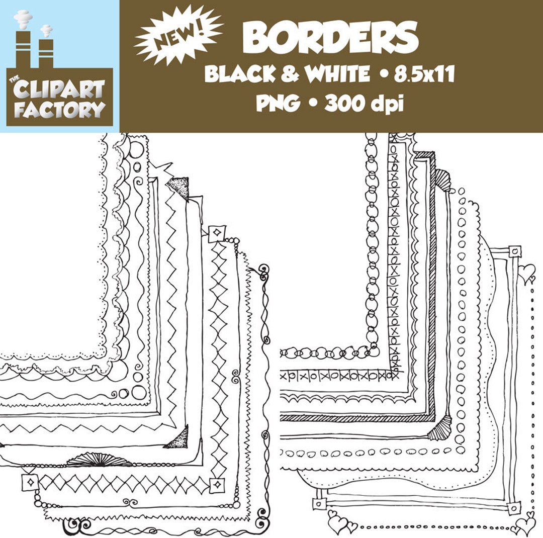 Clip Art: NEW - Assorted Hand Drawn Borders - 20 Digital Borders ...