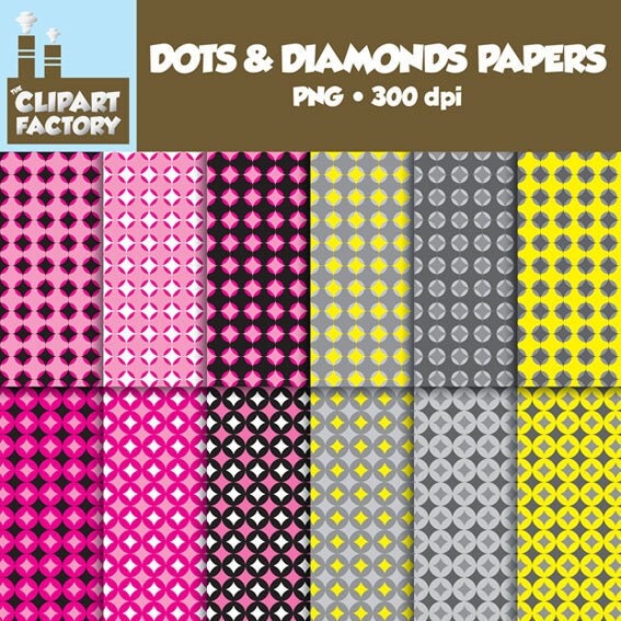 Clip Art: Dots and Diamonds Backgrounds 12 Digital Papers - Etsy