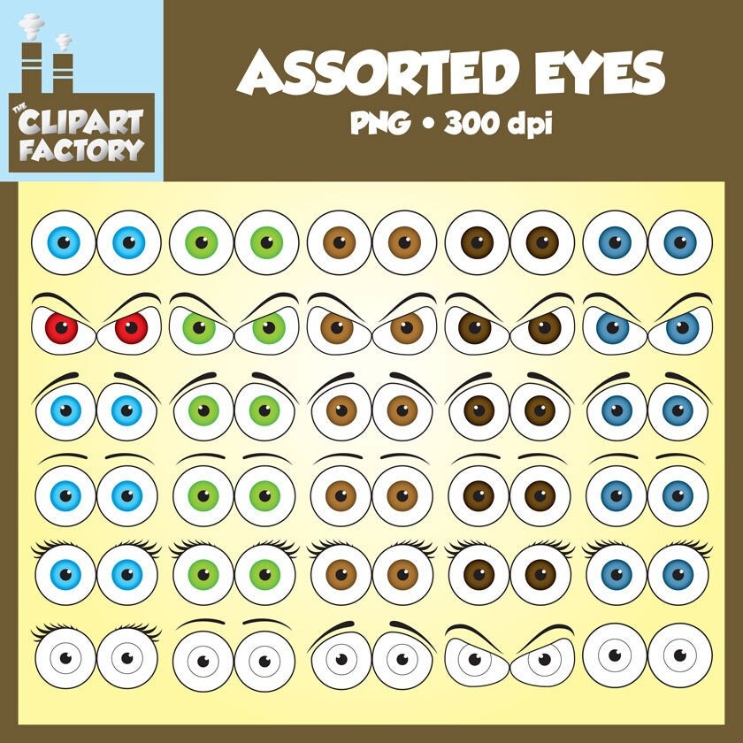 Clip Art: Assorted Eyes Pack - Eyes in Various Expressions and Colors ...
