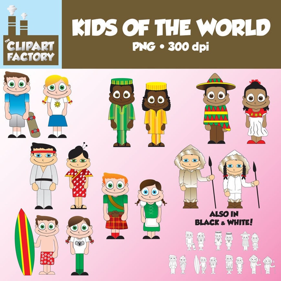 Clip Art: Kids of the World - 2 Characters From Each Continent - Etsy