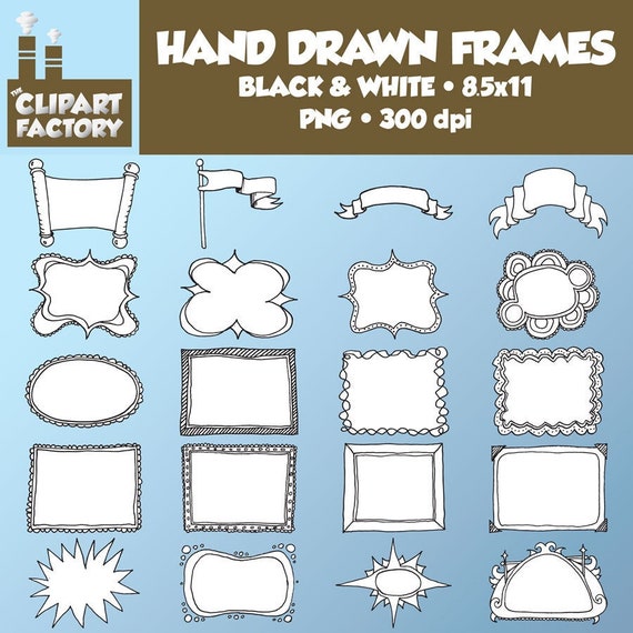 Clip Art: Hand Drawn Frames Borders Headers 20 Fun | Etsy