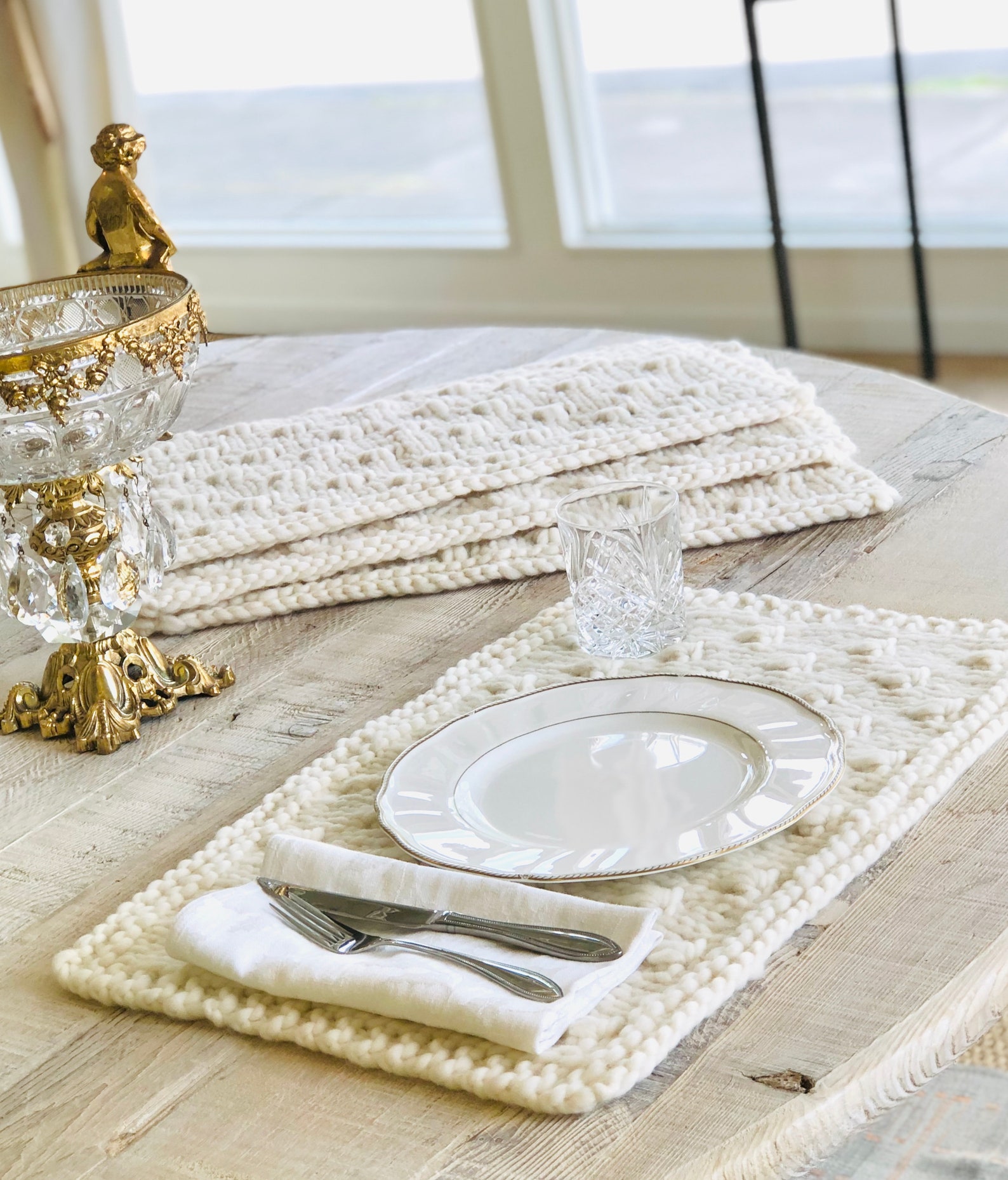 Knit Placemat Pattern, Peruvian Highland Wool Knot Stitch Placemat ...