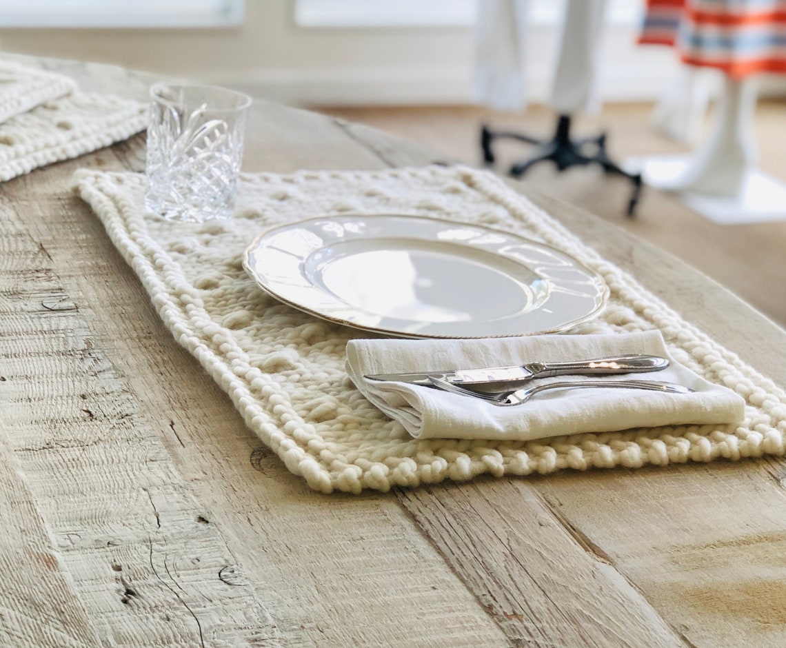 Knit Placemat Pattern, Peruvian Highland Wool Knot Stitch Placemat ...