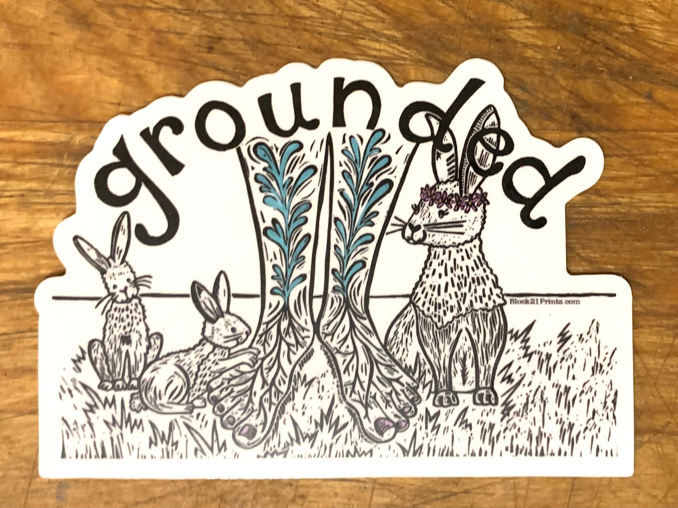 Grounded Bunny Vinyl Sticker Decal - Etsy