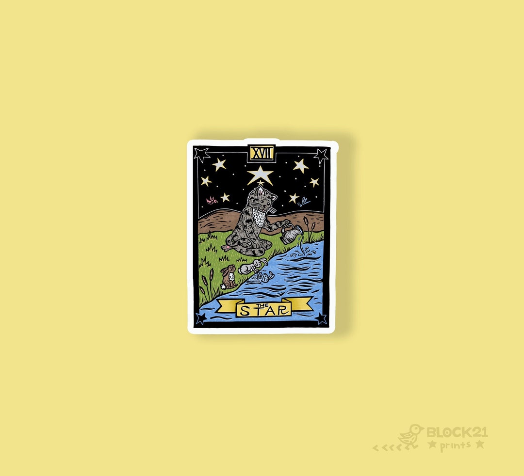 The Star Cat Tarot Card Die Cut Vinyl Sticker - Etsy