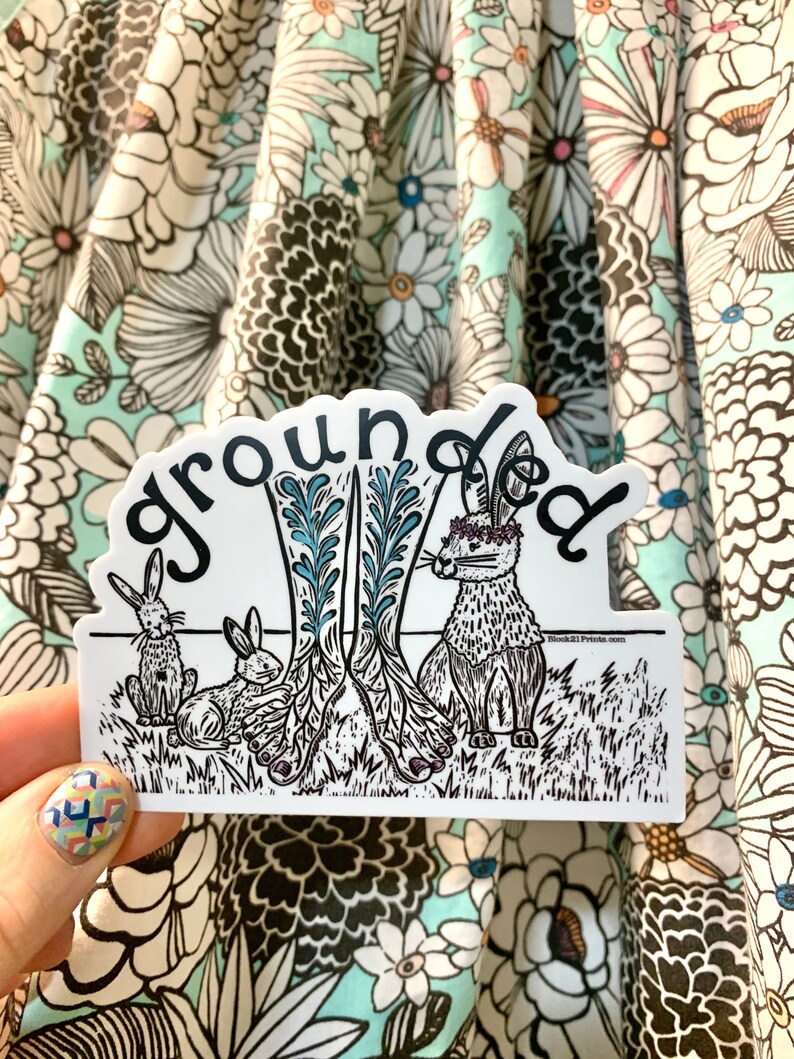 Grounded Bunny Vinyl Sticker Decal - Etsy