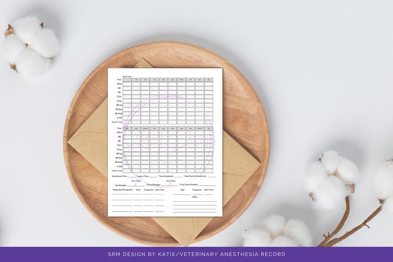 Vet Anesthesia Monitoring Sheet, Surgery Record PDF, Emergency Vet Tech ...