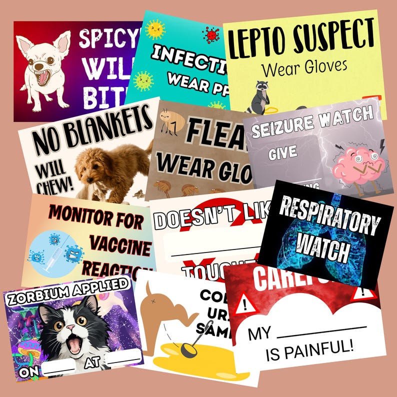 Printable Veterinary Cage Cards: Medical & Behavior Alerts (PDF ...