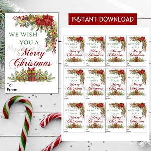 PRINTABLE Christmas Tags, We Wish You A Merry Christmas, Digital ...