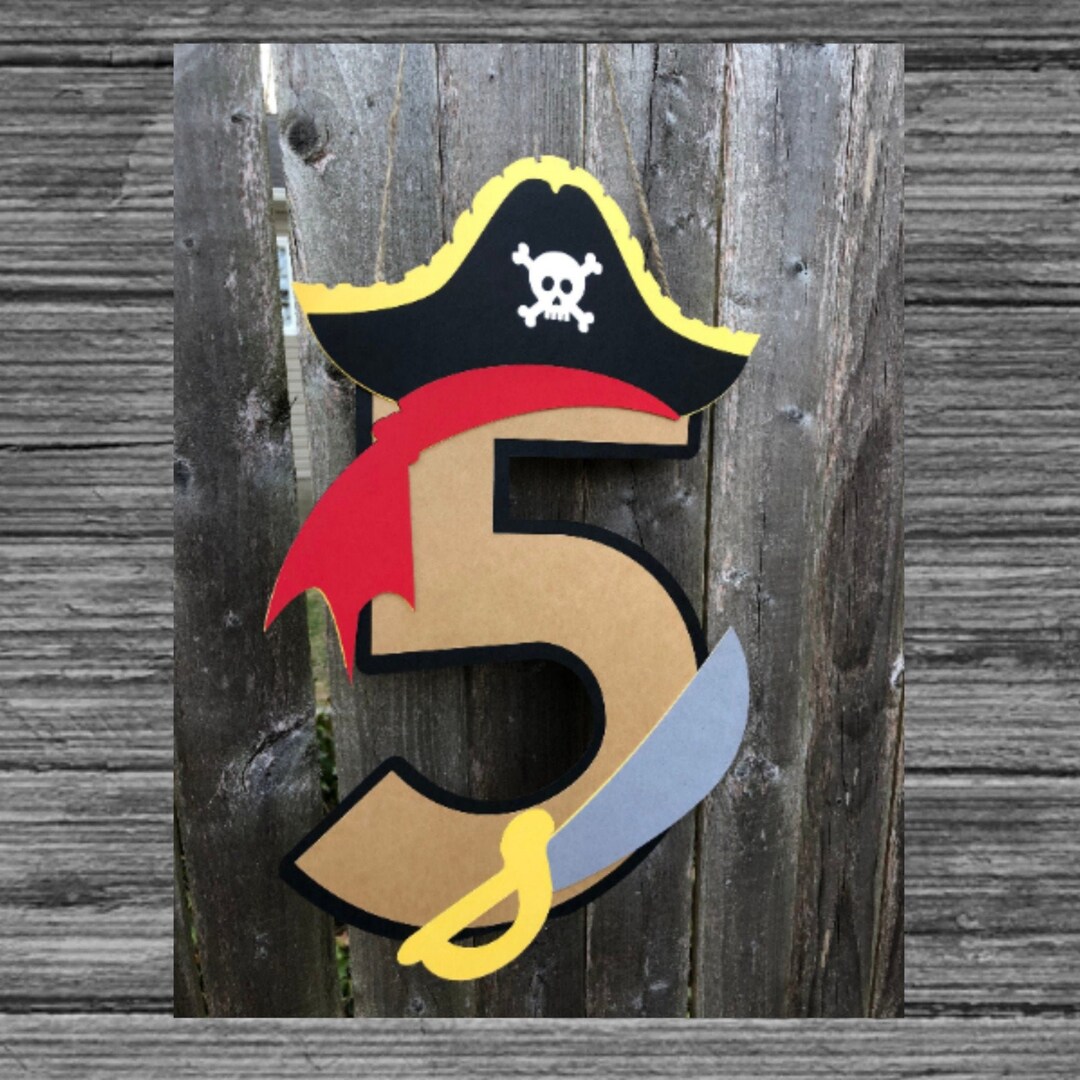 Pirate Party Sign - Pirate Theme Birthday Party Door Hanger - Child Age ...