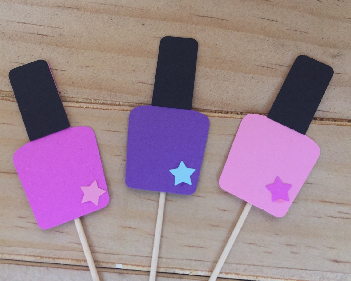 Nail Polish Cupcake Toppers Spa Birthday Party Food Pick - Etsy