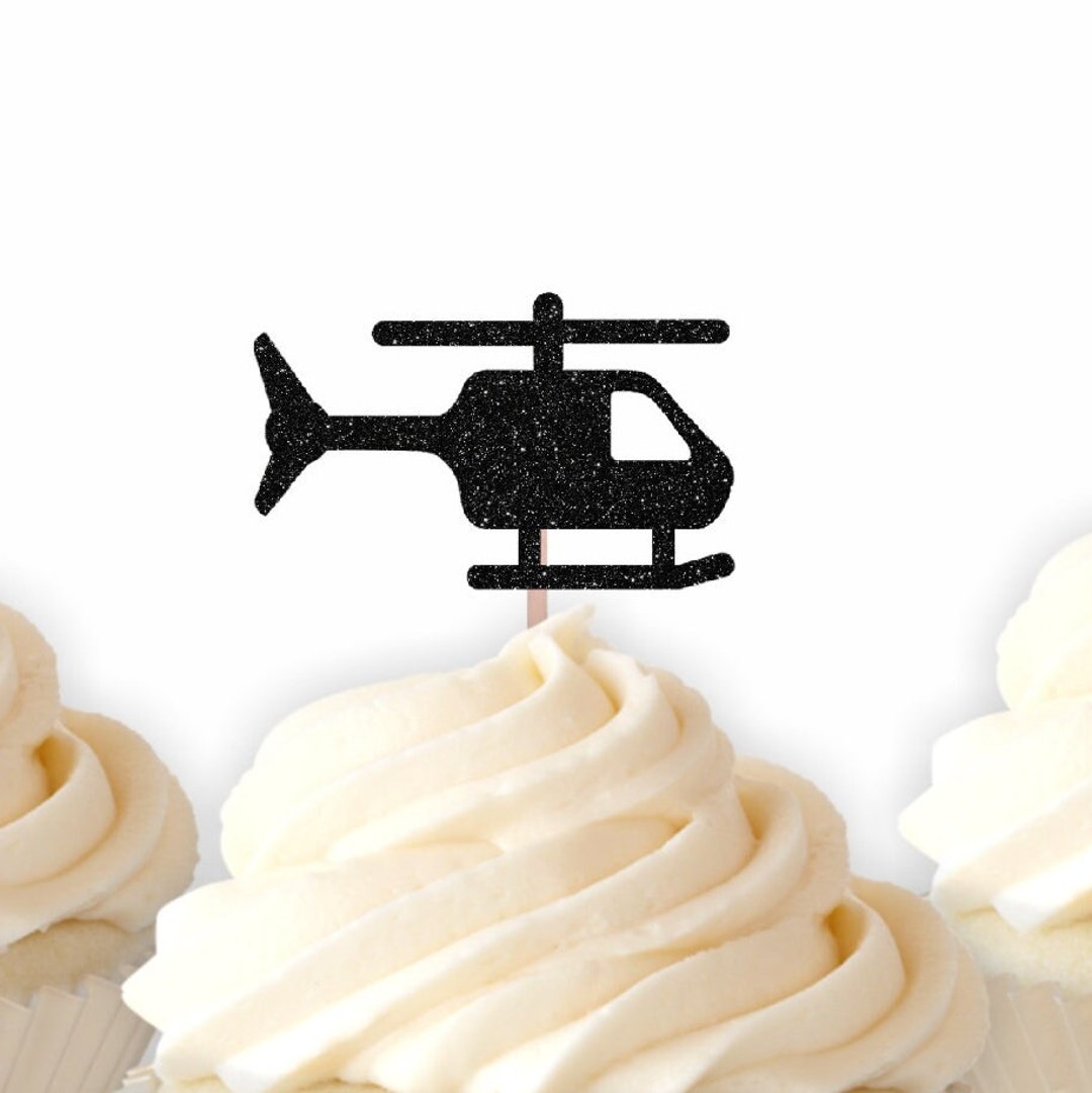 Helicopter Cupcake Toppers, Helicopter Party Decor, Aviation Party ...