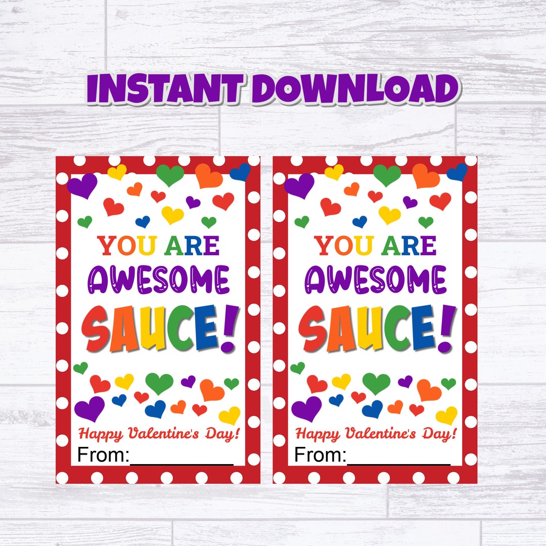 Awesomesauce Applesauce Valentine - Classroom Valentine, Kids Valentine ...