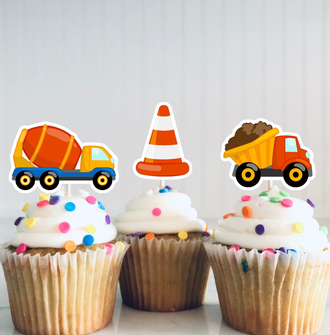 Construction Cupcake Toppers, Road Work Cupcake, Construction Birthday ...