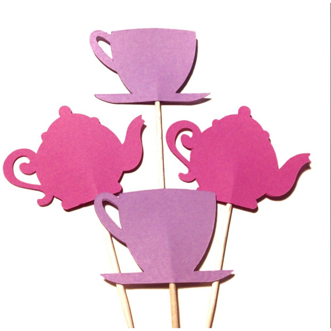Tea Party Cupcake Toppers - Teacup Cupcakes, Wonderland Theme, Birthday ...