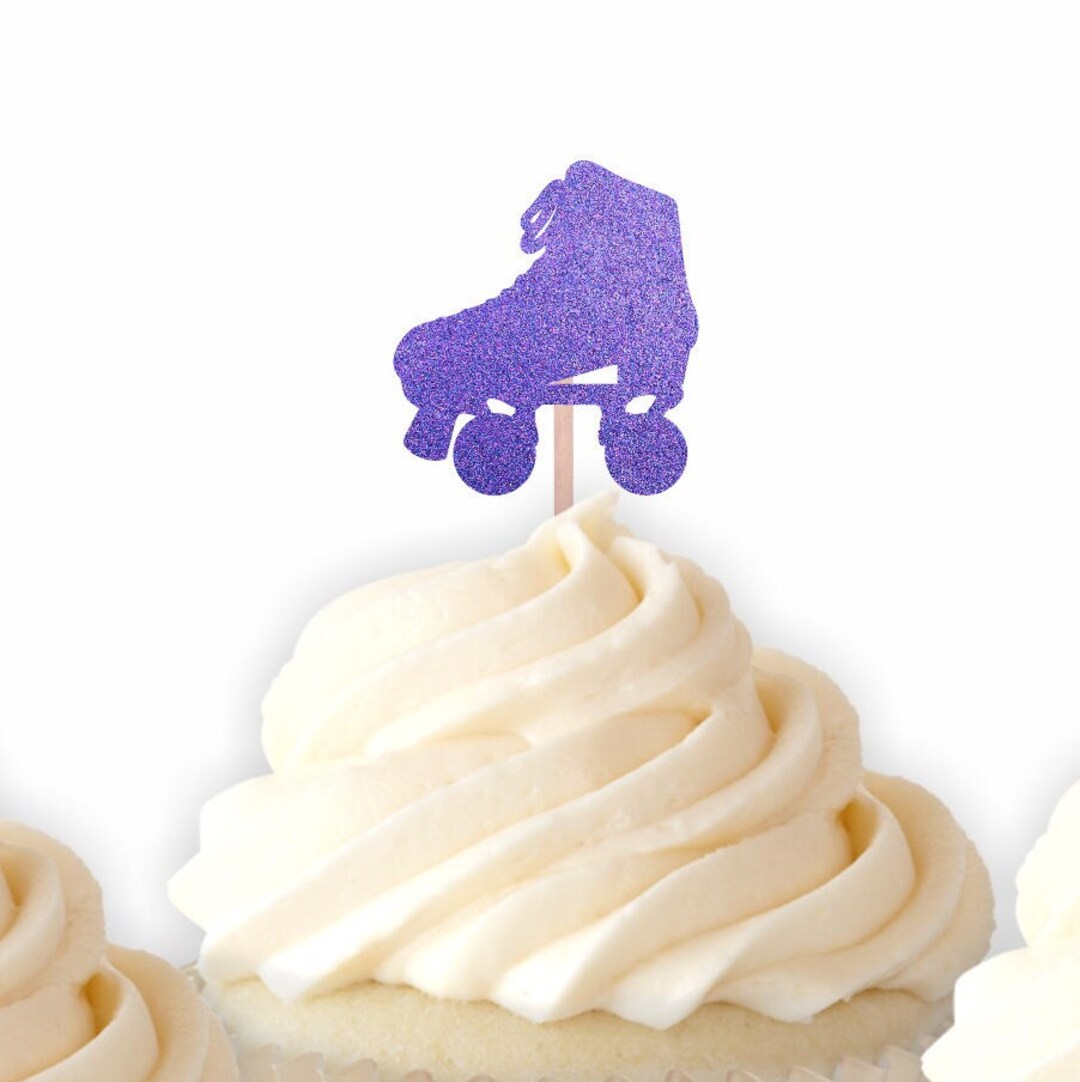 Roller Skate Cupcake Toppers, Glitter Topper, Food Picks, 80's Party ...