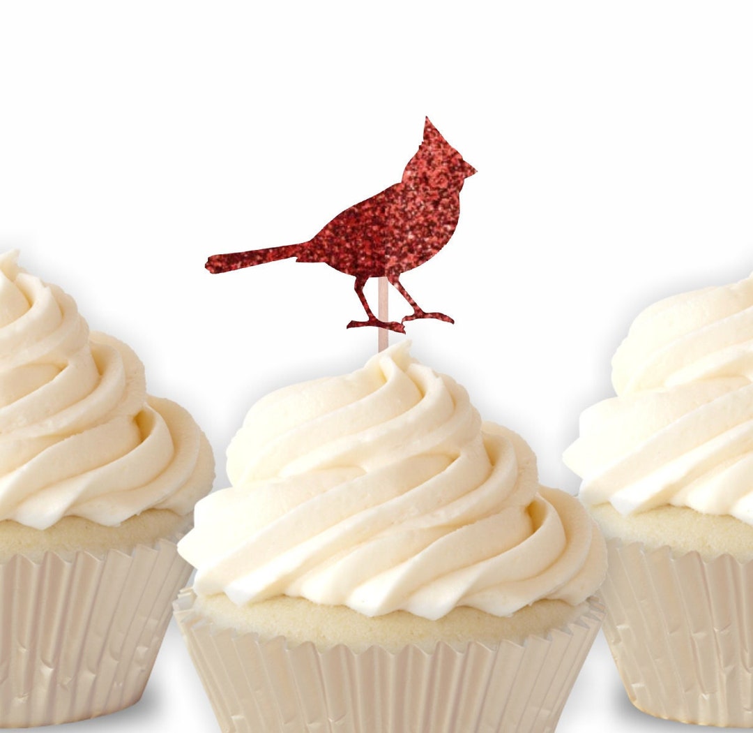 Cardinal Cupcake Toppers, Christmas Party Decorations, Holiday Party ...
