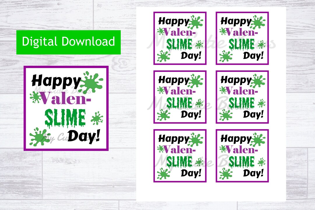Instant Download Happy Valen-slime Day Tags - Printable Valentines ...