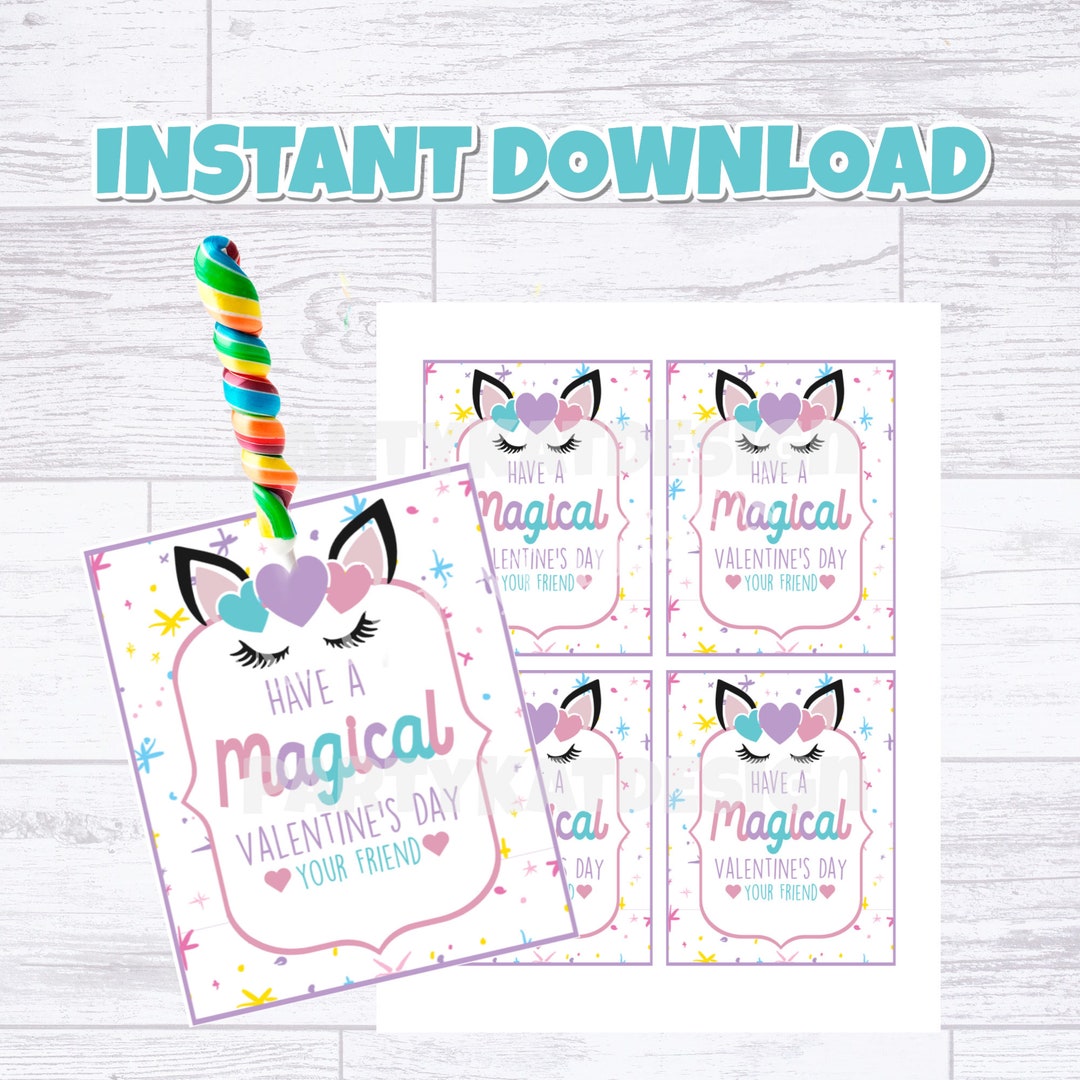 Unicorn Printable Valentine Tag -unicorn Pop Instant Download, Lollipop ...