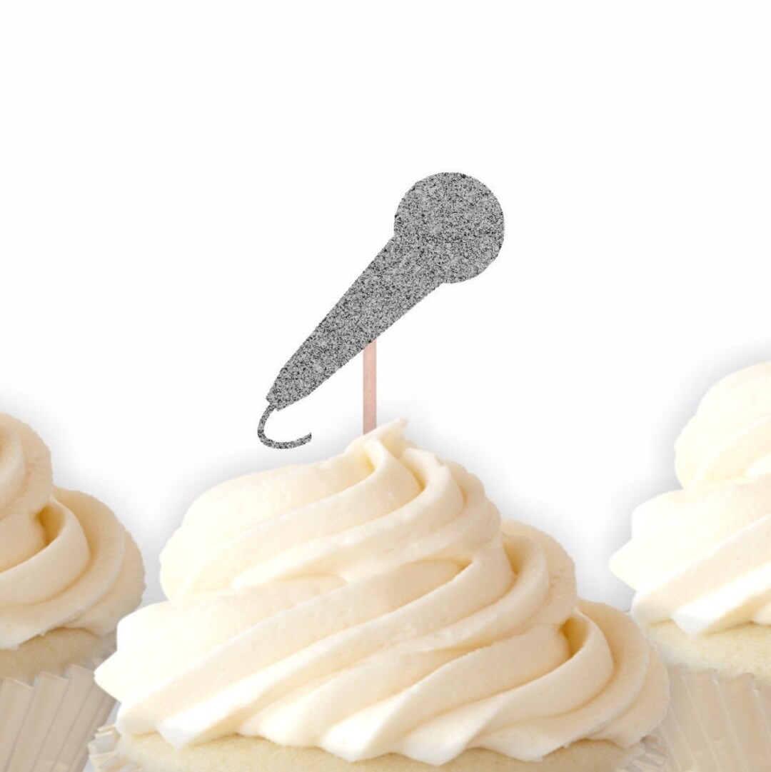 Microphone Cupcake Toppers, Singer Birthday Party Decorations, Karaoke ...
