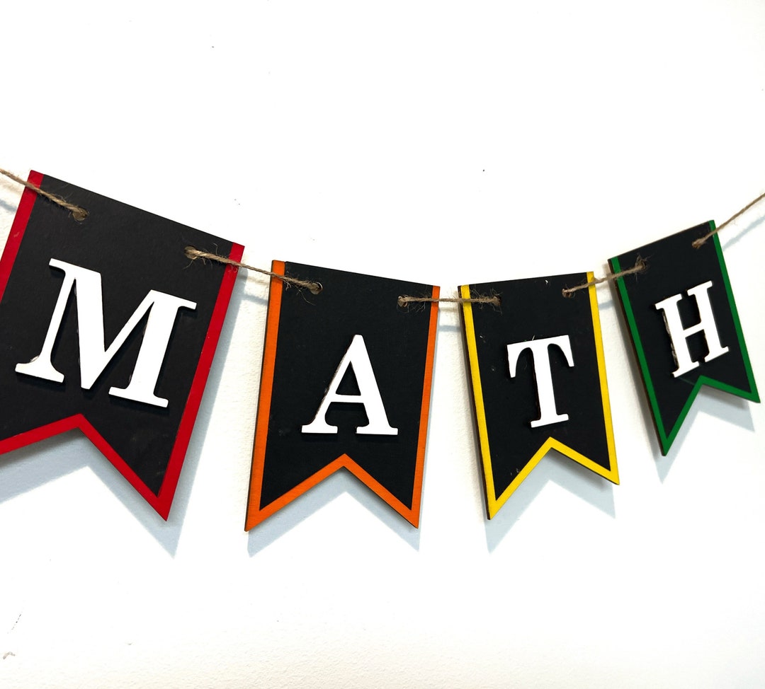 Wood Math Banner Classroom Decor - Back to School Wooden Sign - Teacher ...