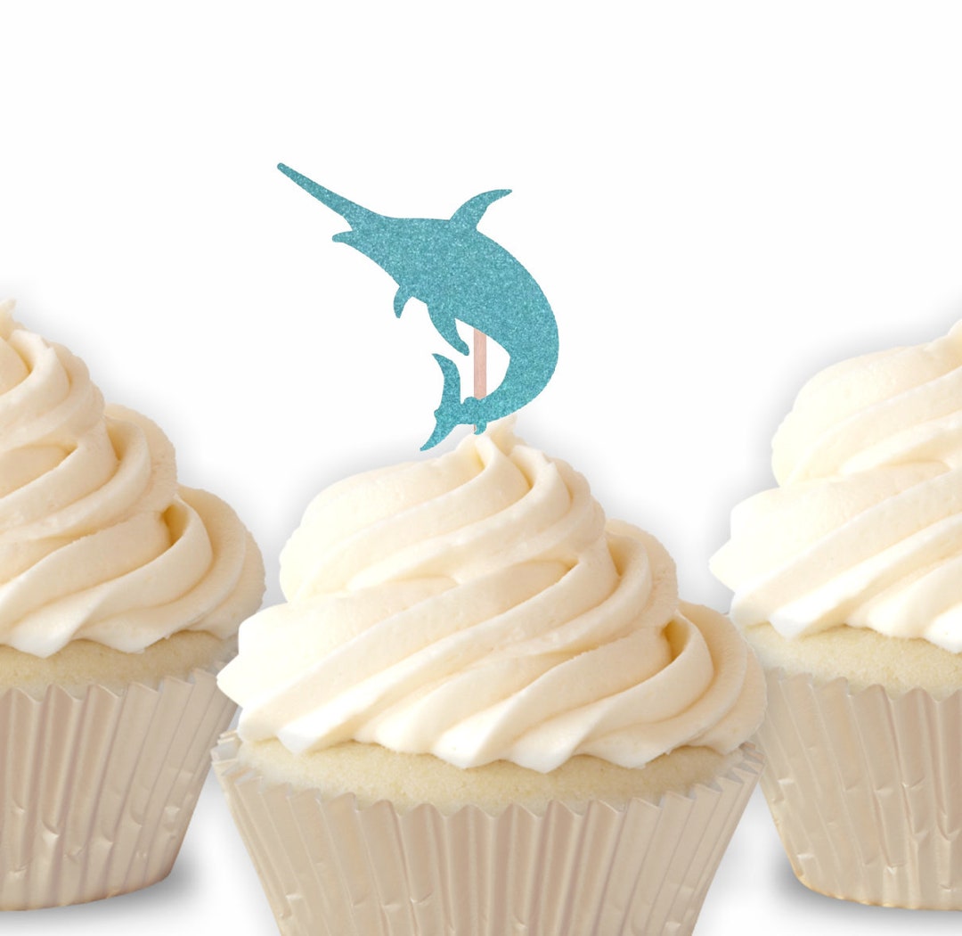 Marlin Cupcake Toppers, Fishing Birthday Party Decor, Ocean Decor ...