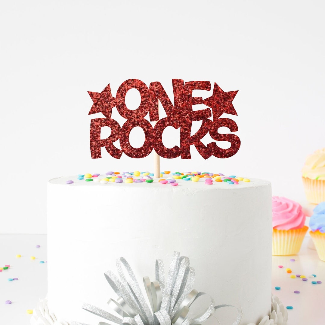 One Rocks Cake Topper, 1st Birthday Cake Topper, Rockstar 1st Birthday ...