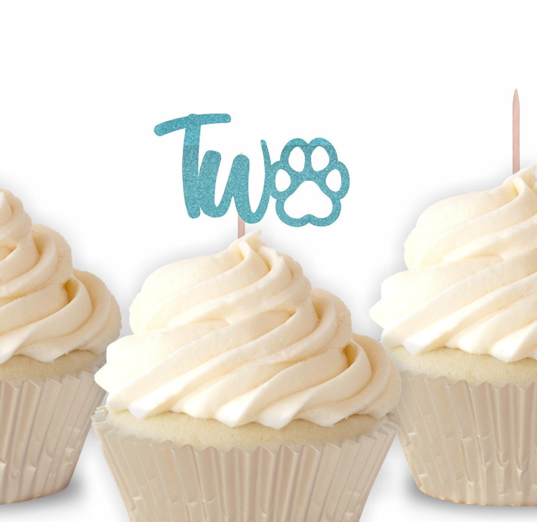 Paw Two Cupcake, Dog 2nd Birthday Cake Topper, Puppy Themed 2nd ...