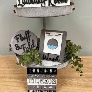 Laundry Tiered Tray Signs - Laundry Room Tiered Tray - Farmhouse ...
