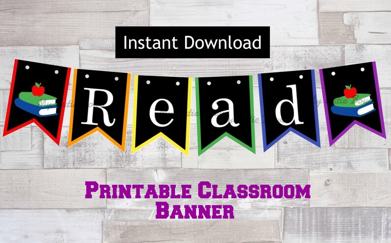 Printable Read Classroom Banner - Instant Digital Download - Library ...