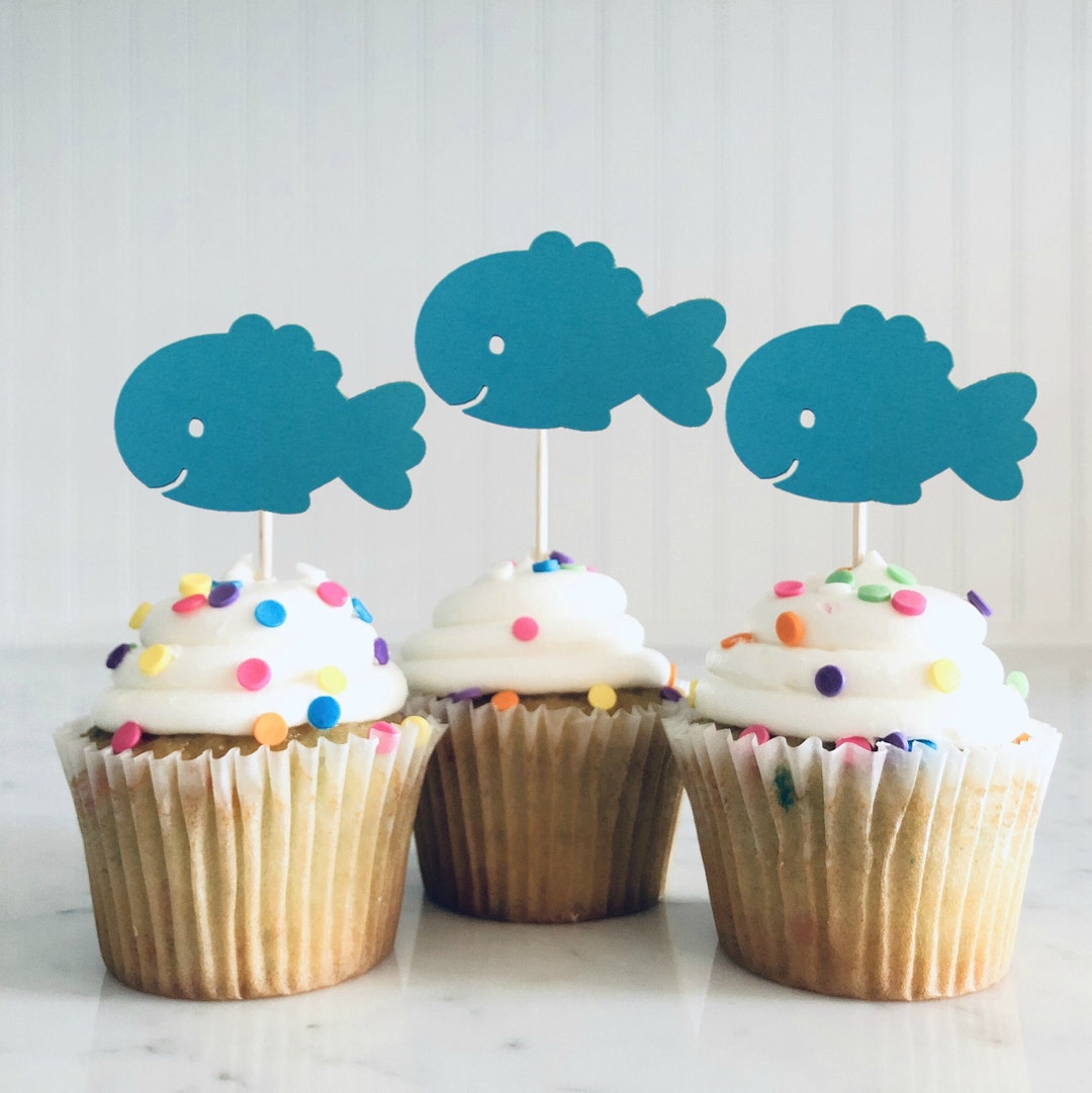 Fish Cupcake Toppers the Big One, First Birthday, Food Picks, Birthday ...