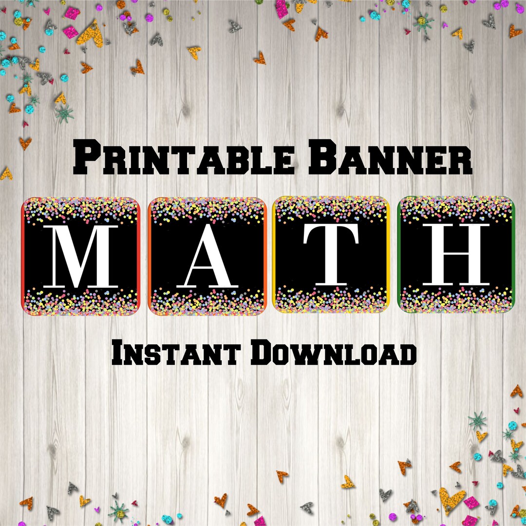 Printable Math Banner - Instant Digital Download, Classroom Banner ...