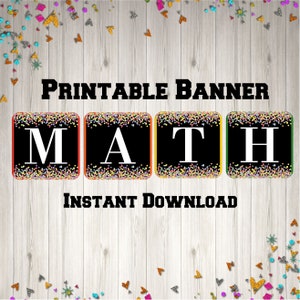 Printable Math Banner - Instant Digital Download, Classroom Banner ...