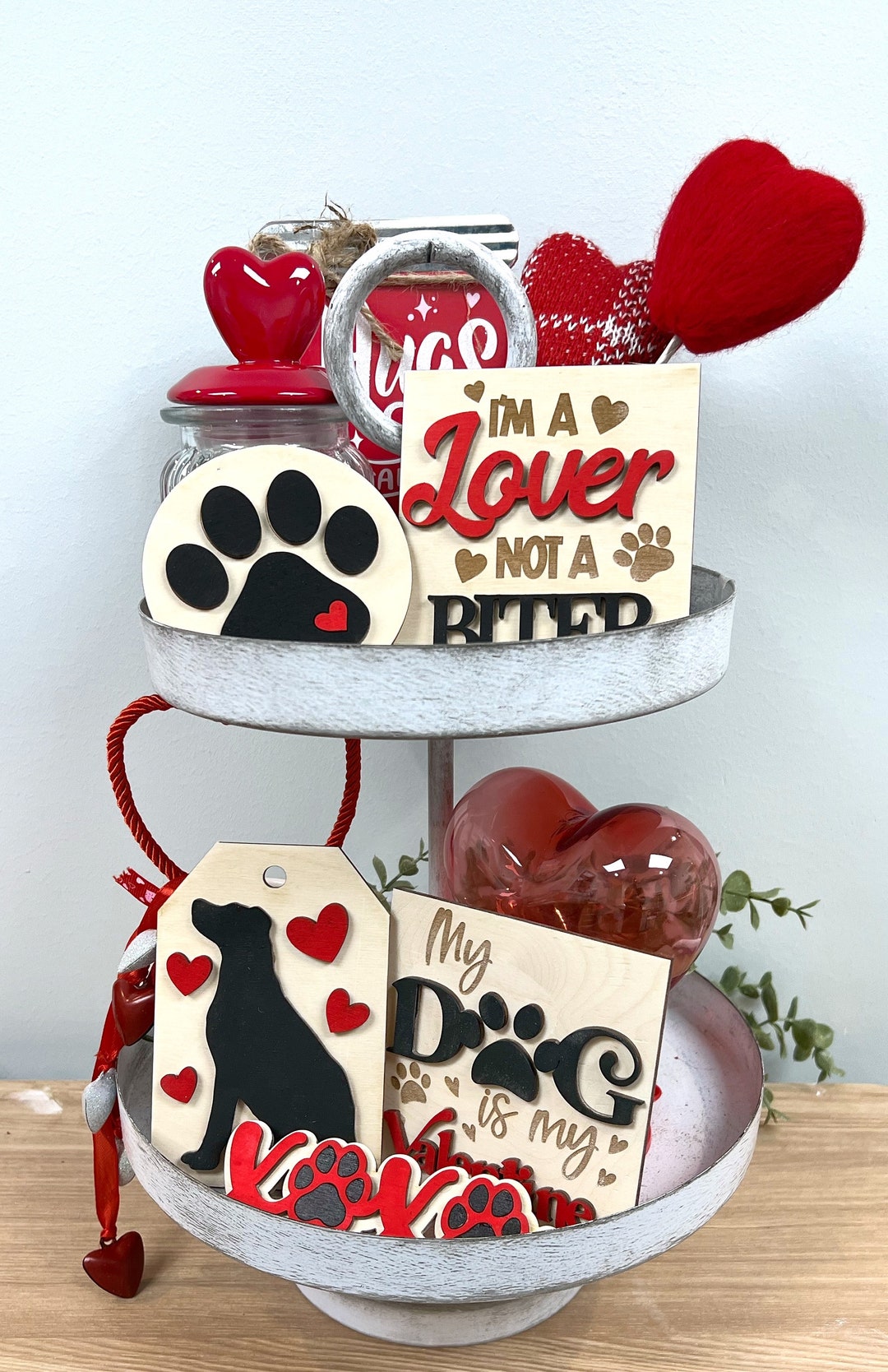 Dog Valentine's Day Tiered Tray Decor - Valentine's Day Home Decor ...