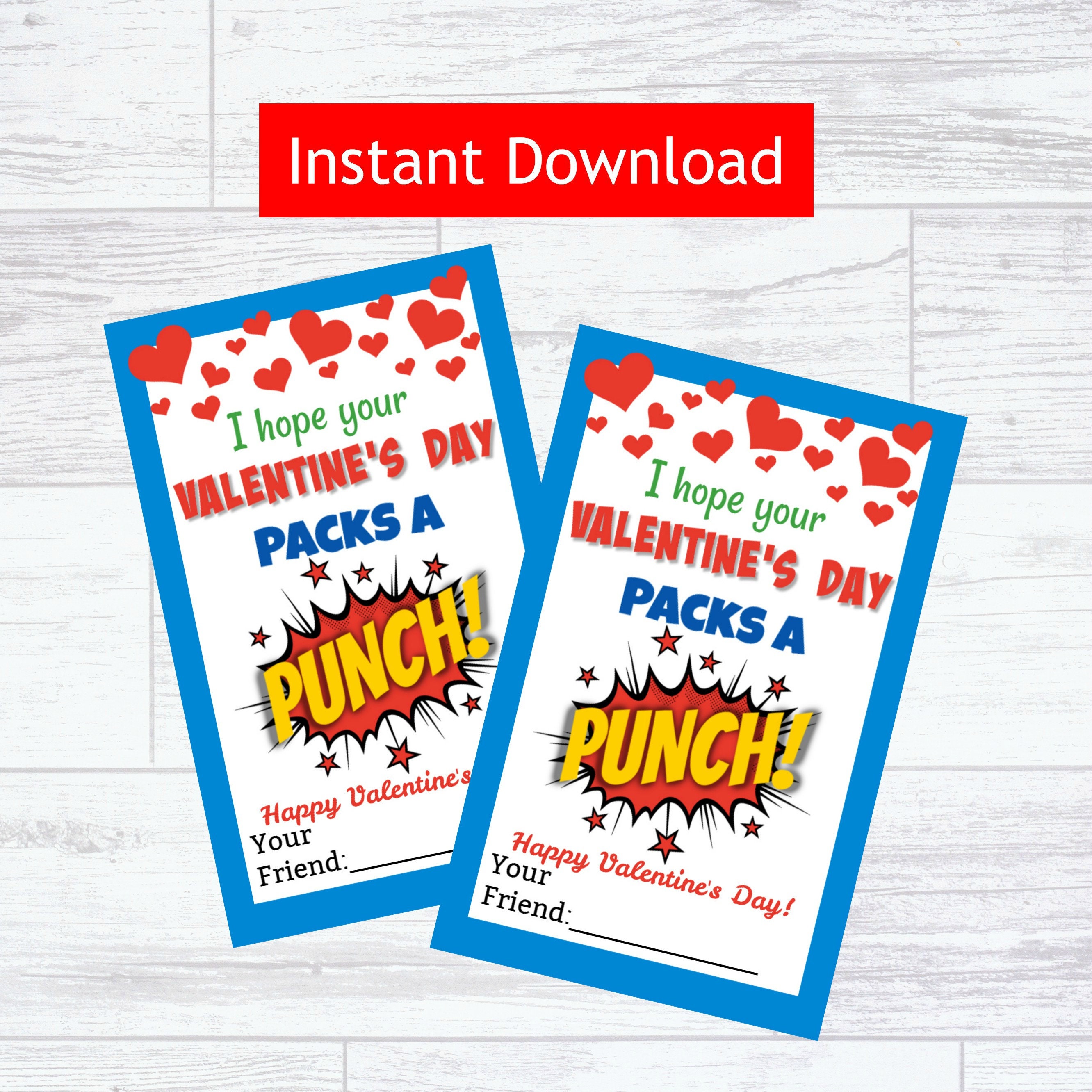 I Hope Your Valentine's Day Packs a Punch Printable Tag | Etsy