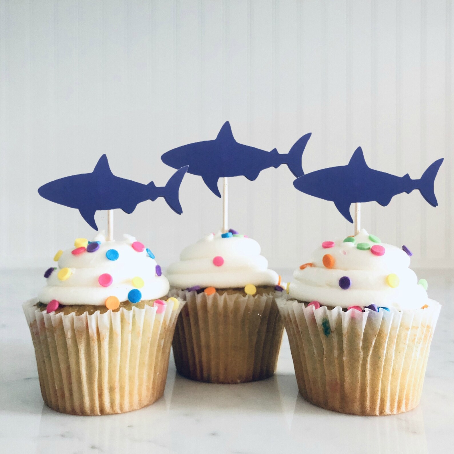Shark Cupcake Toppers Birthday Party Shark Party - Etsy