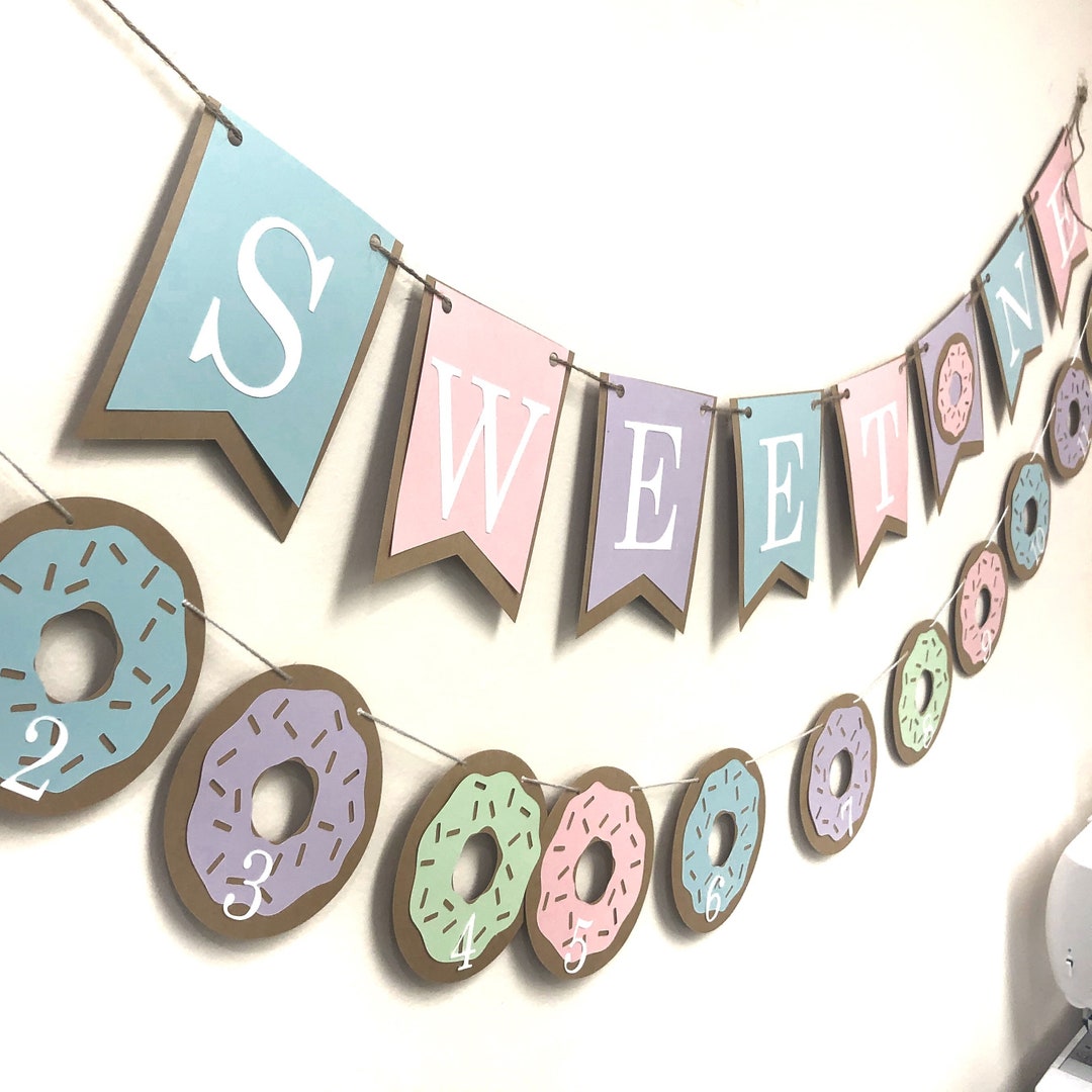 Sweet One Banner, First Birthday, 12 Month Photo Banner, Donut Grow Up ...