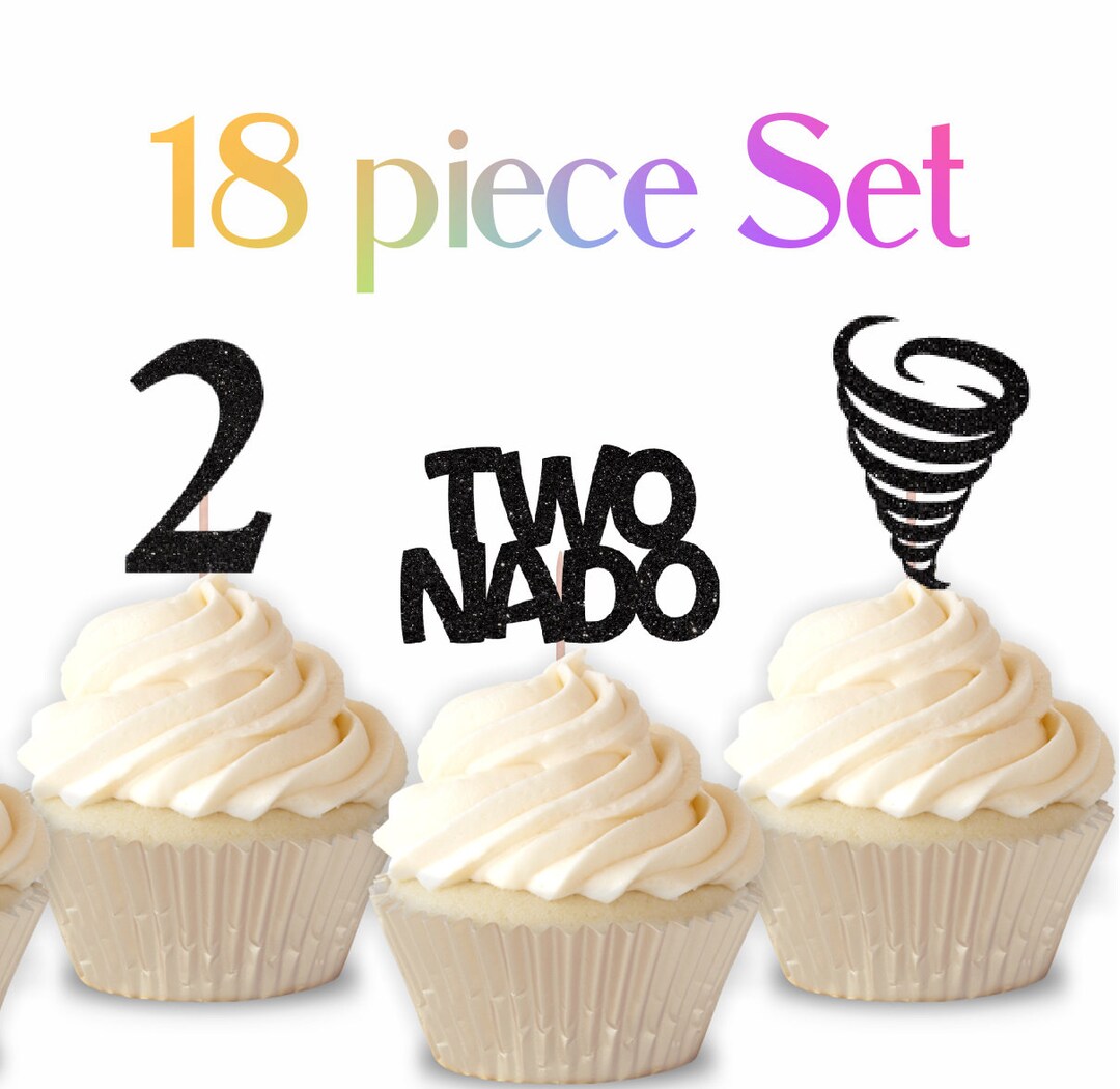 18 PCS Twonado Cupcake Topper Set, Tornado 2nd Birthday Party, Weather ...
