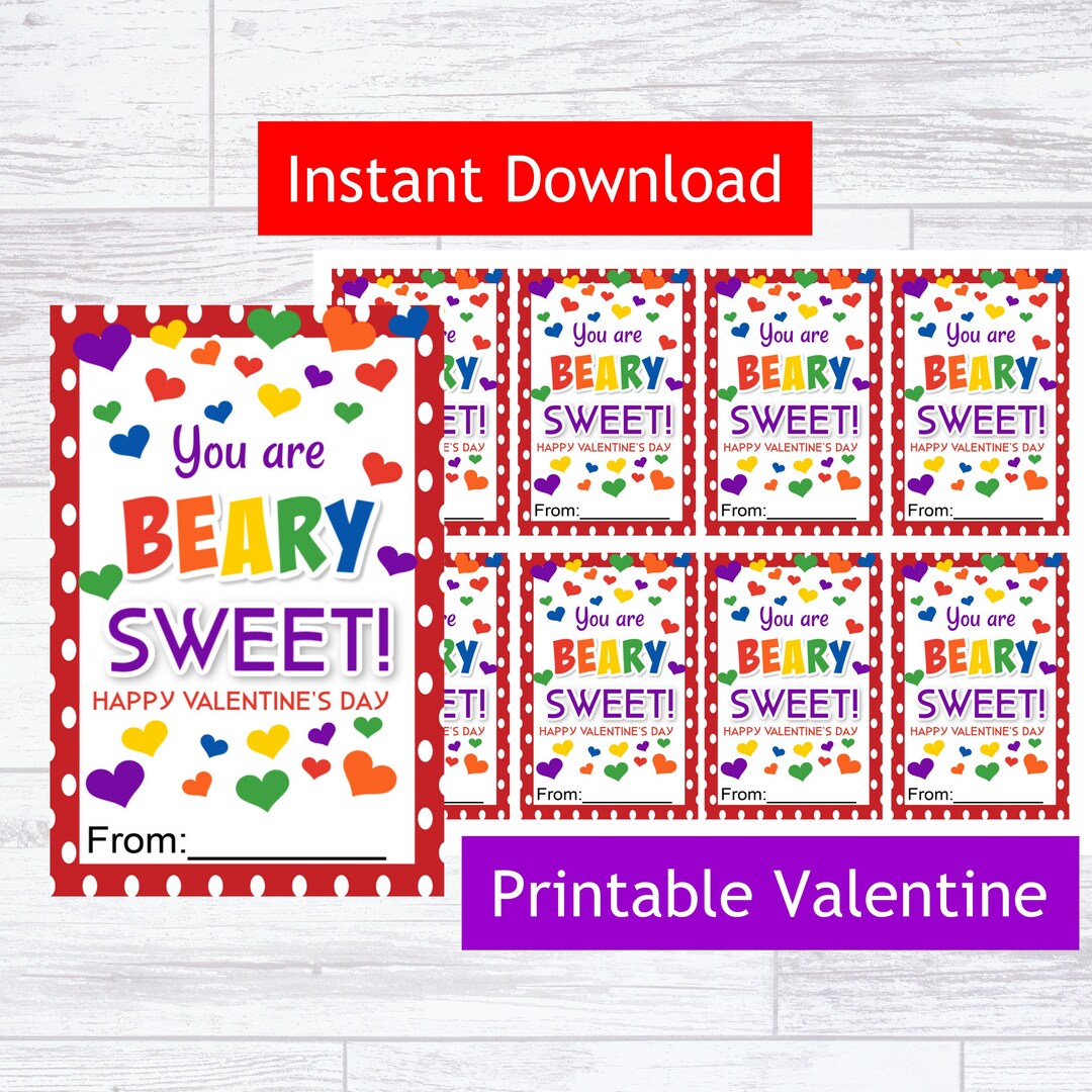 You Are Beary Sweet Printable Tag - Instant Download Gummy Bear Label ...