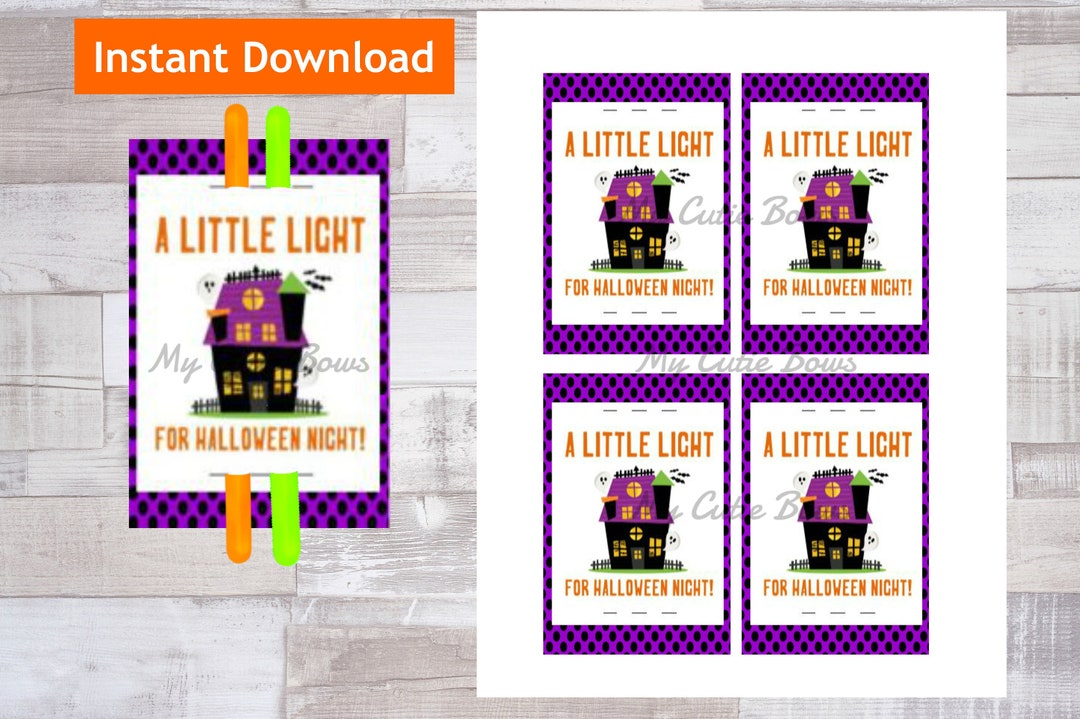 A Little Light for Halloween Night Halloween Printable Glow Stick Glow ...