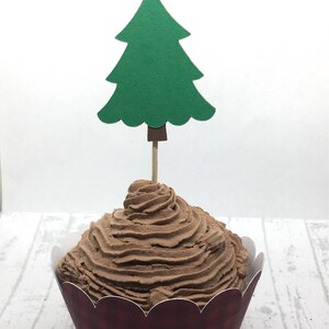 Pine Tree Cupcake Toppers - Camping Party, Birthday Party, Wilderness ...