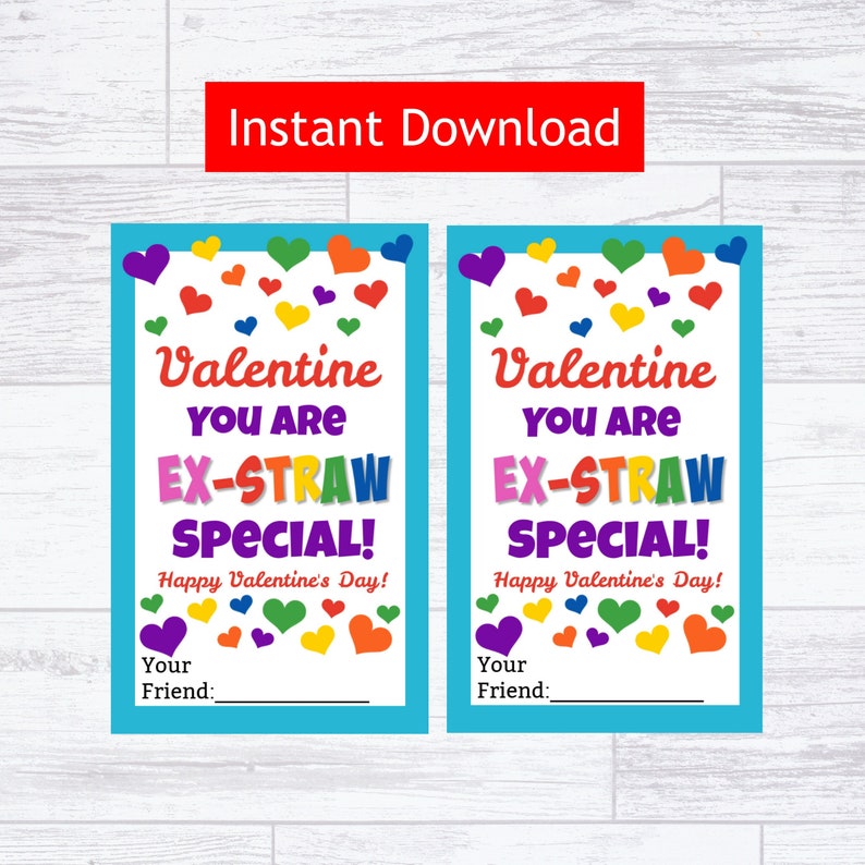 Ex-straw Special Valentine's Day Printable Tag Crazy - Etsy