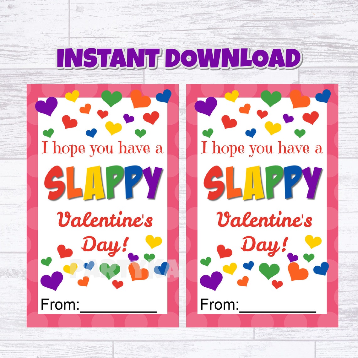 Slap Bracelet Printable Valentine Tag Instant Download - Etsy