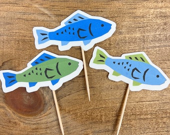 Fishing Cupcake Toppers Printable Cupcake Toppers Fishing - Etsy